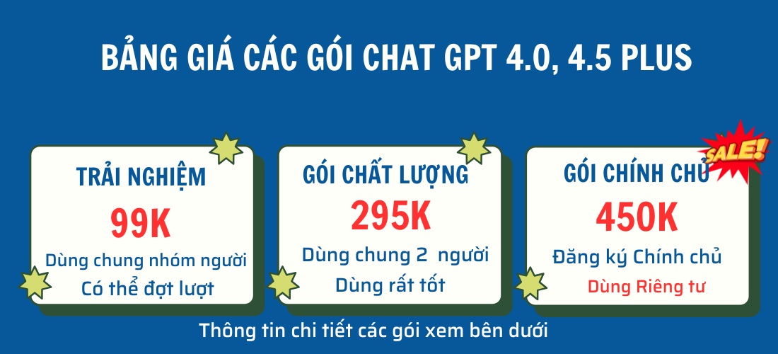 Tài khoản Chat GPT 4 Plus - Mua Chat GPT Plus Chính hãng Giá Rẻ